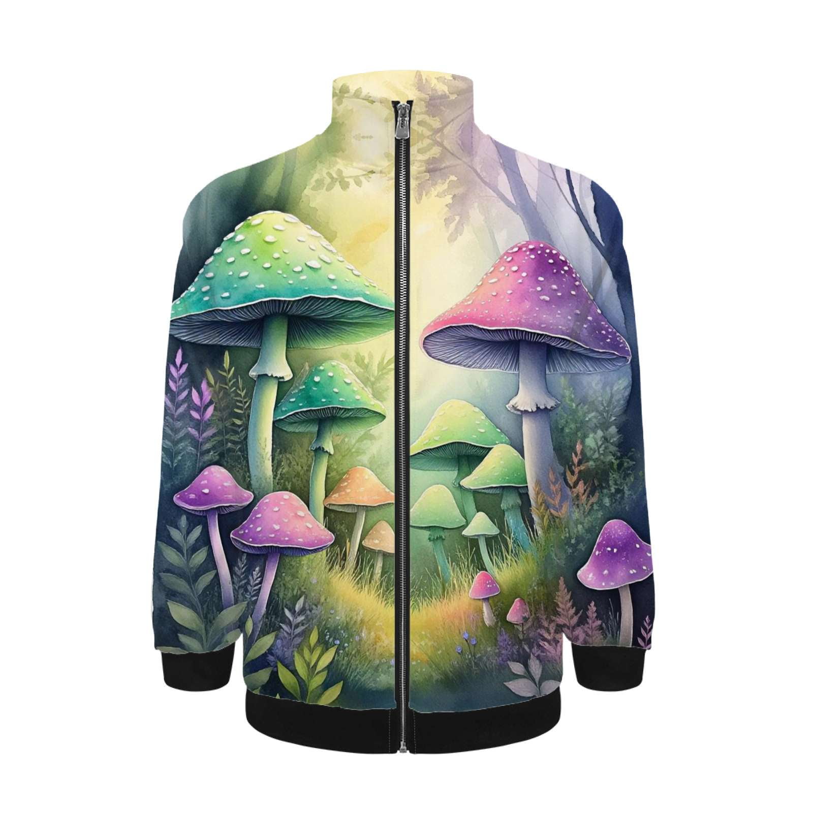 Enchanted Forest Mushroom Print Jacket Men's Street Cool Long Sleeves ...