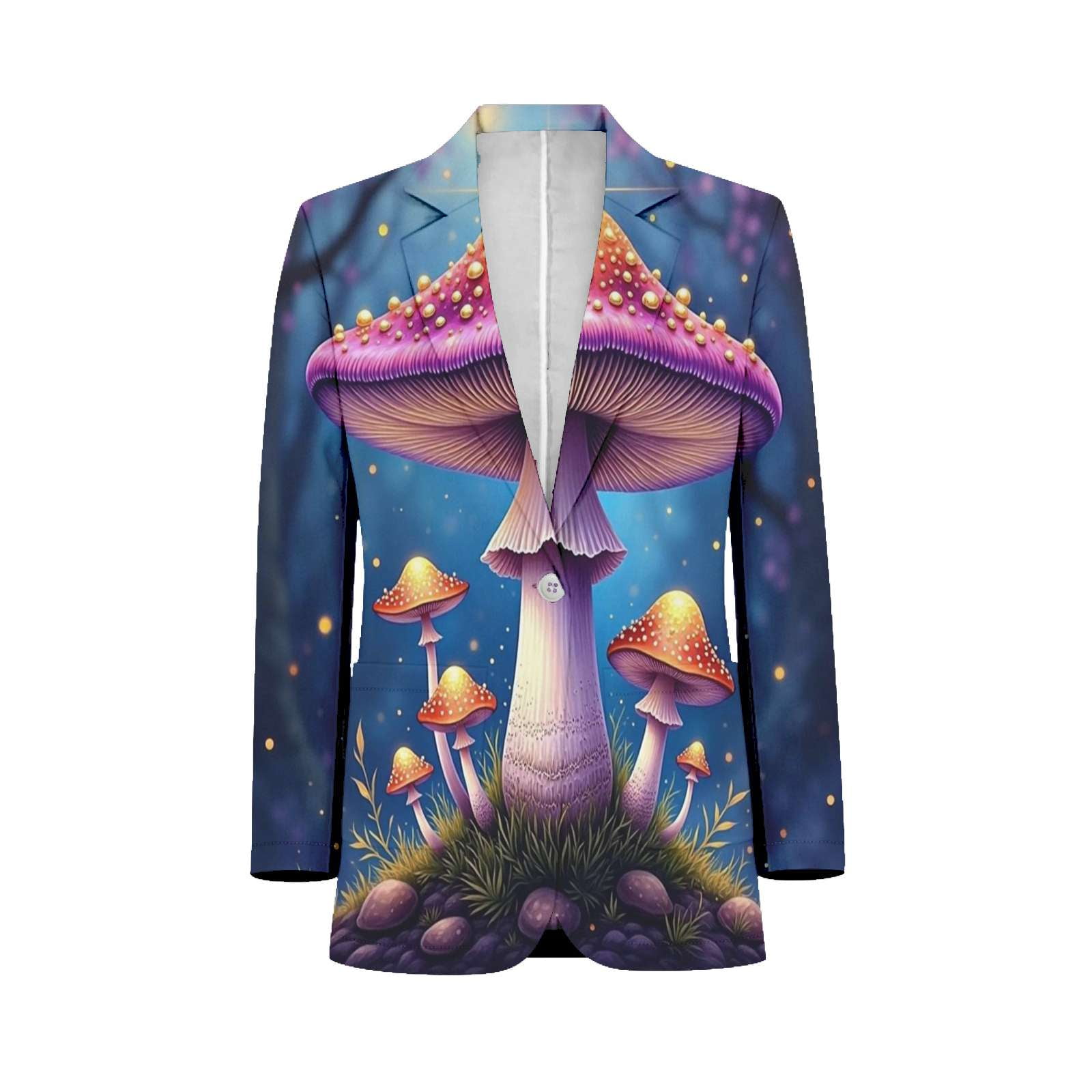 Enchanted Forest Mushroom Scene Customized Men's Suits full man Shawl ...