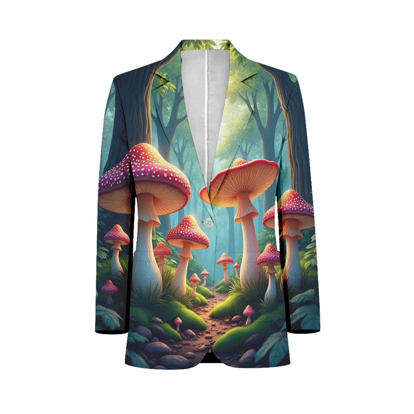 Enchanted Forest Mushroom Scene Customized Men's Suits full man Shawl ...