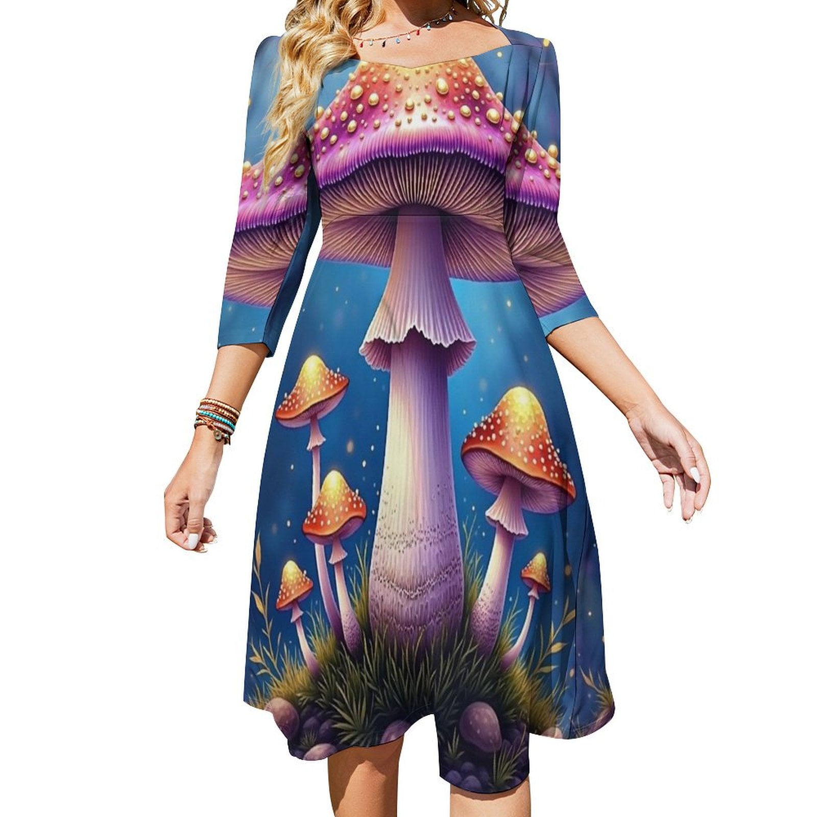 Enchanted Forest Mushroom Scene Dress Summer Dresses Woman Street Style ...