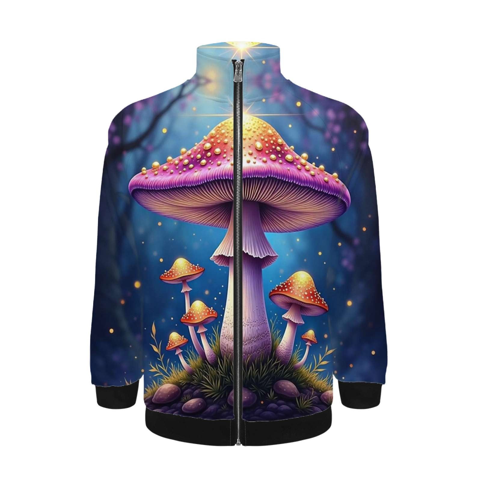 Enchanted Forest Mushroom Scene Jacket Men's Street Cool Long Sleeves ...