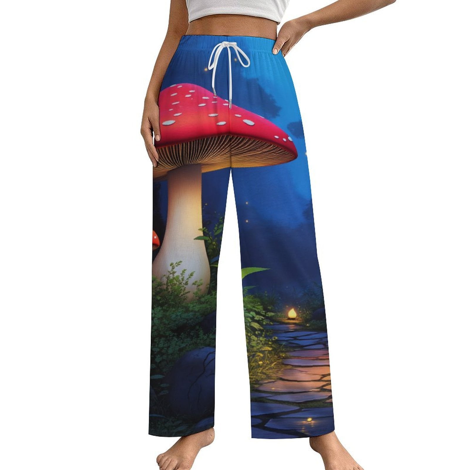 Enchanted Forest Mushroom Scene Pajamas Leisure Trousers Soft Warm ...