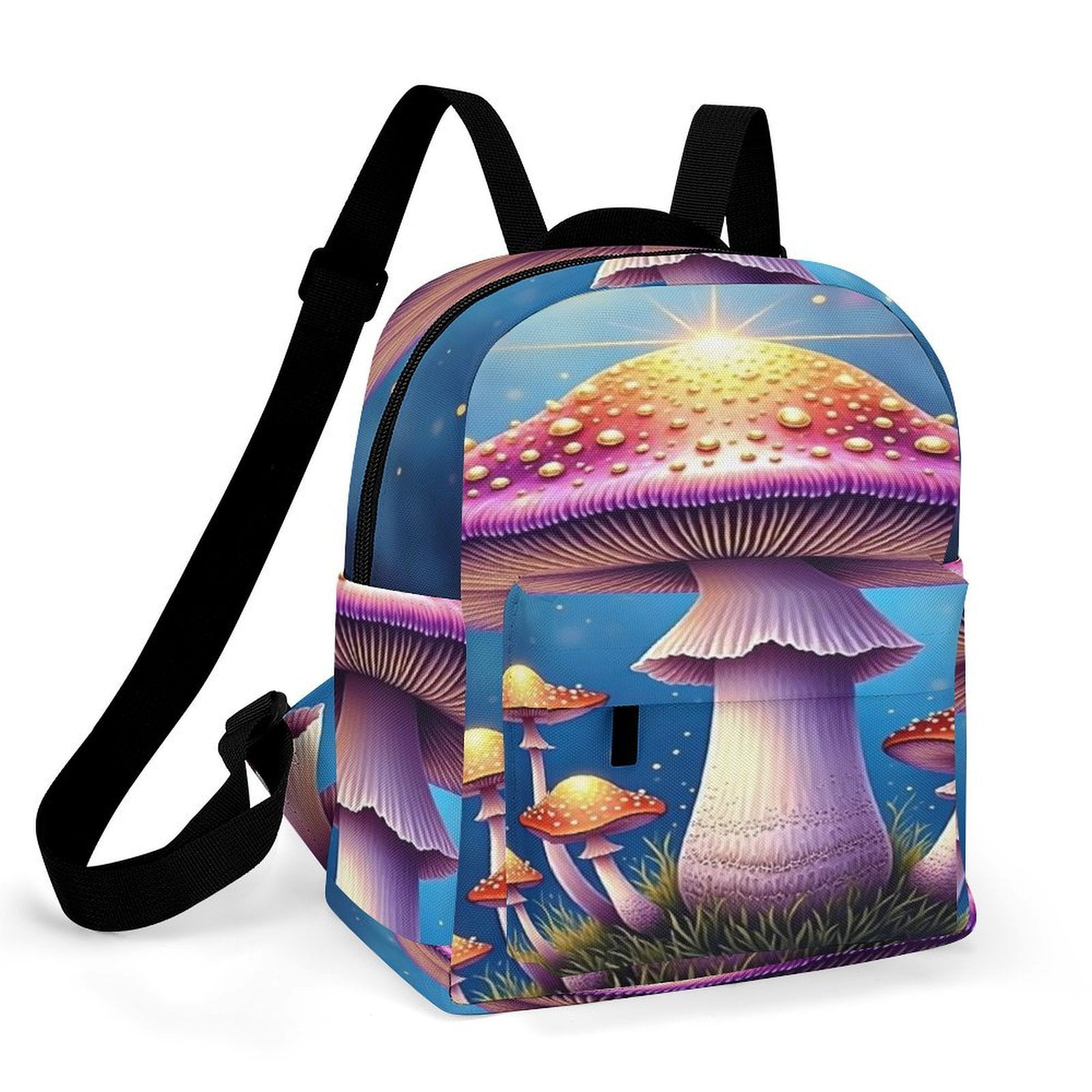 Enchanted Forest Mushroom Scene Small Backpack Cute Mini Backpacks For ...