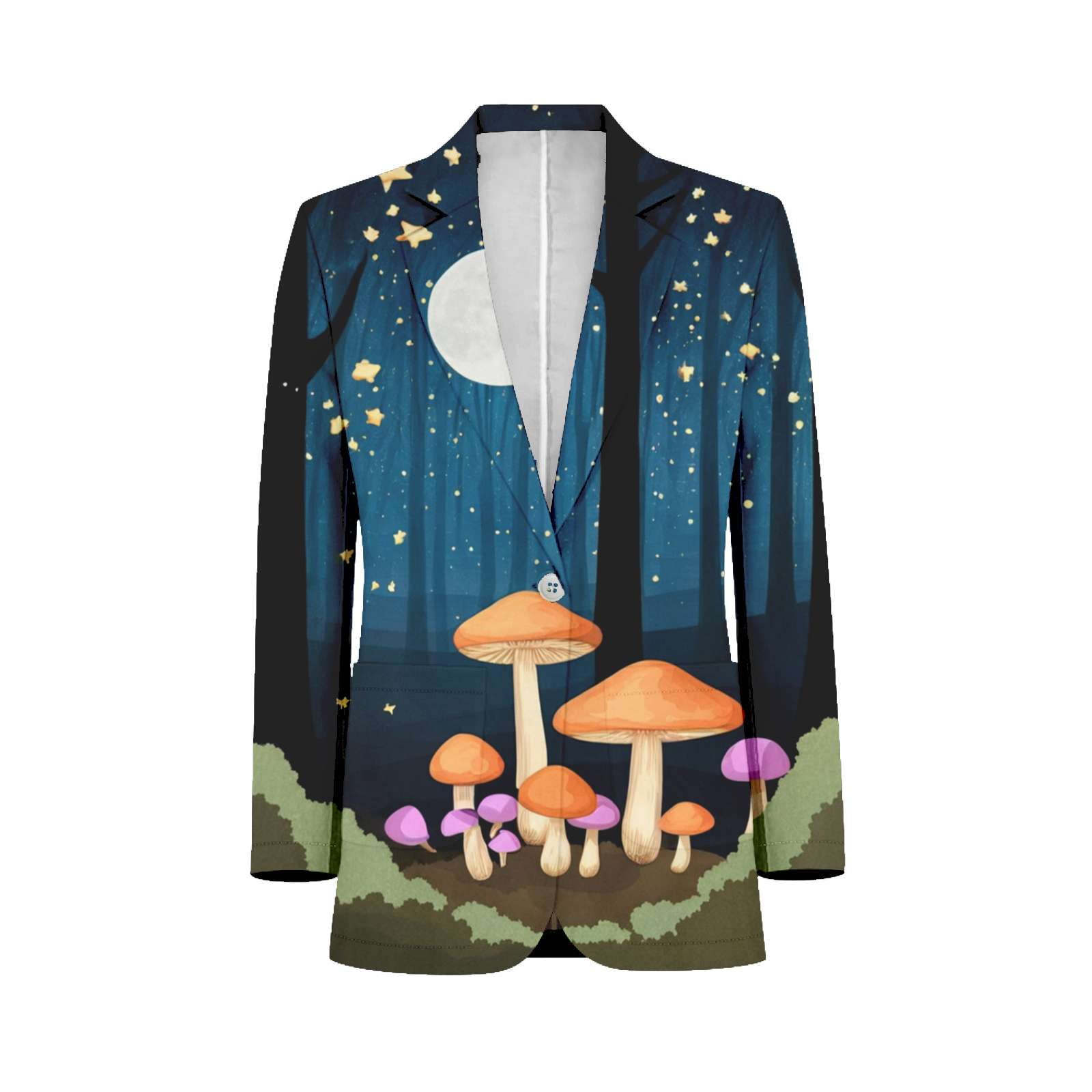 Enchanted Forest Mushrooms Night Customized Men's Suits full man Shawl ...