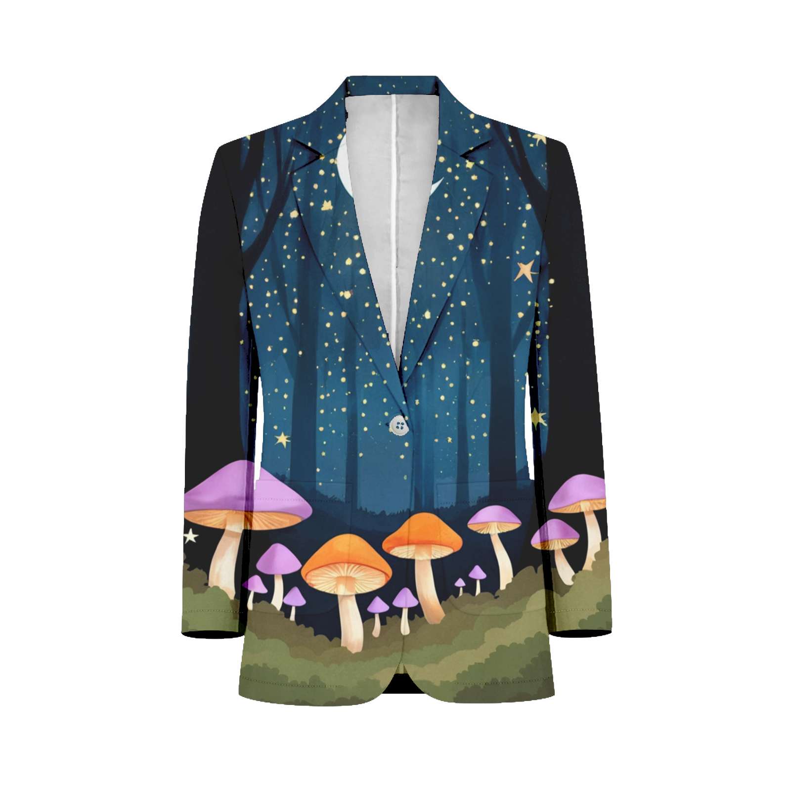 Enchanted Forest Mushrooms Night Mens Suits Shawl Collar Slim Fit Suit ...