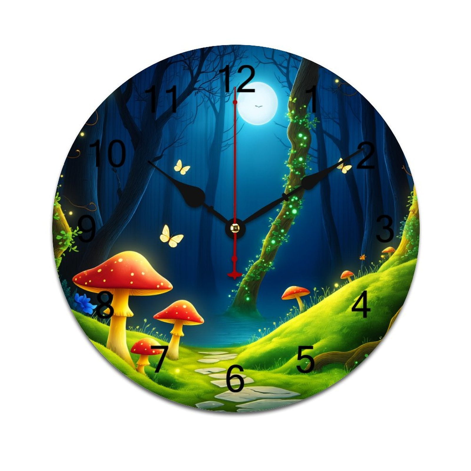 Enchanted Forest Night Scene Bedroom Wall Clock Large Modern Kitchen ...