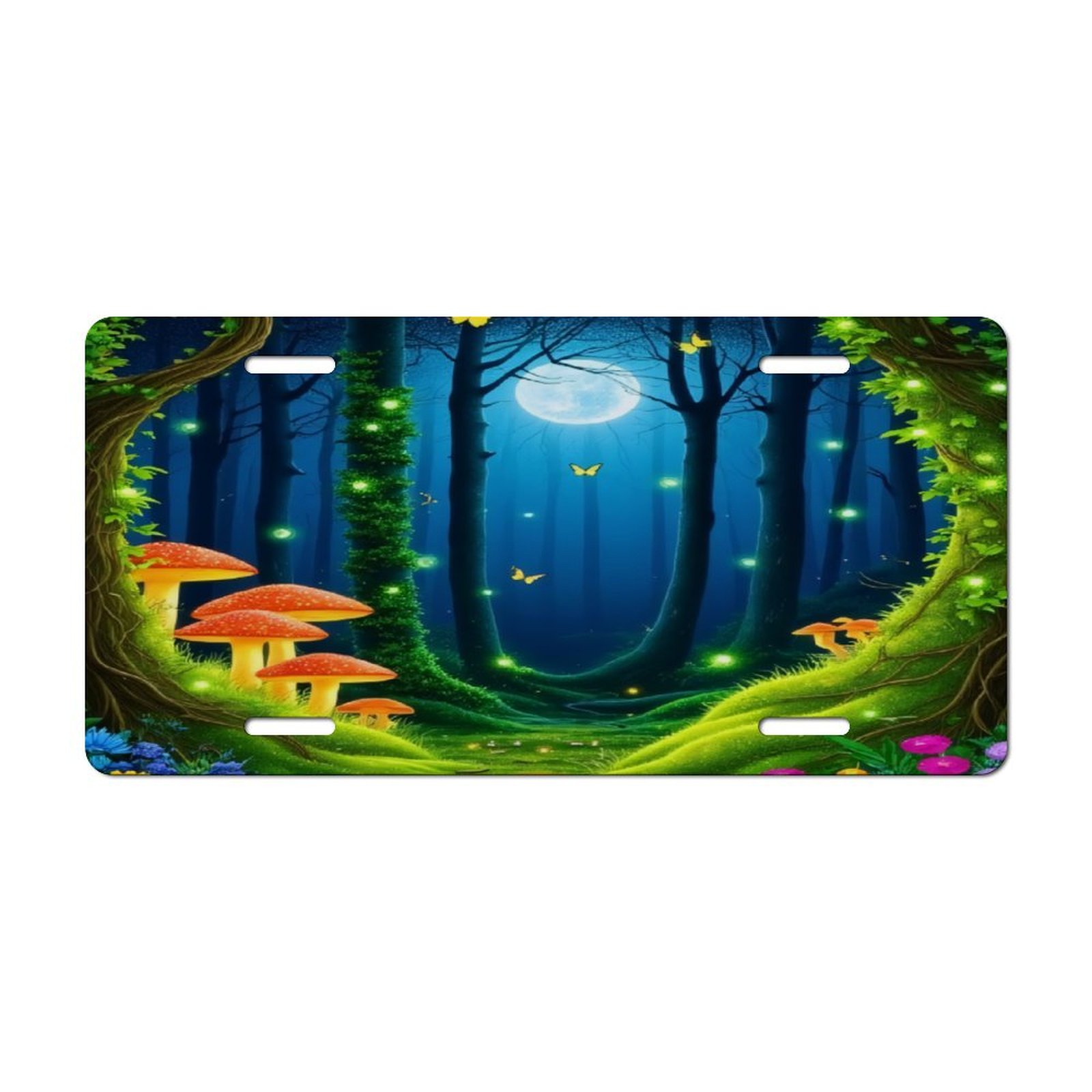 Enchanted Forest Night Scene License Plate Lightweight Aluminum ...