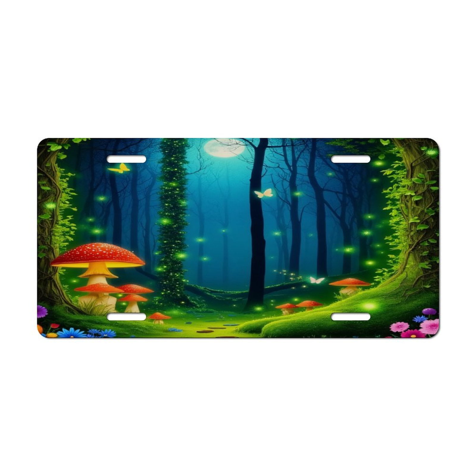 Enchanted Forest Night Scene License Plate Lightweight Aluminum ...
