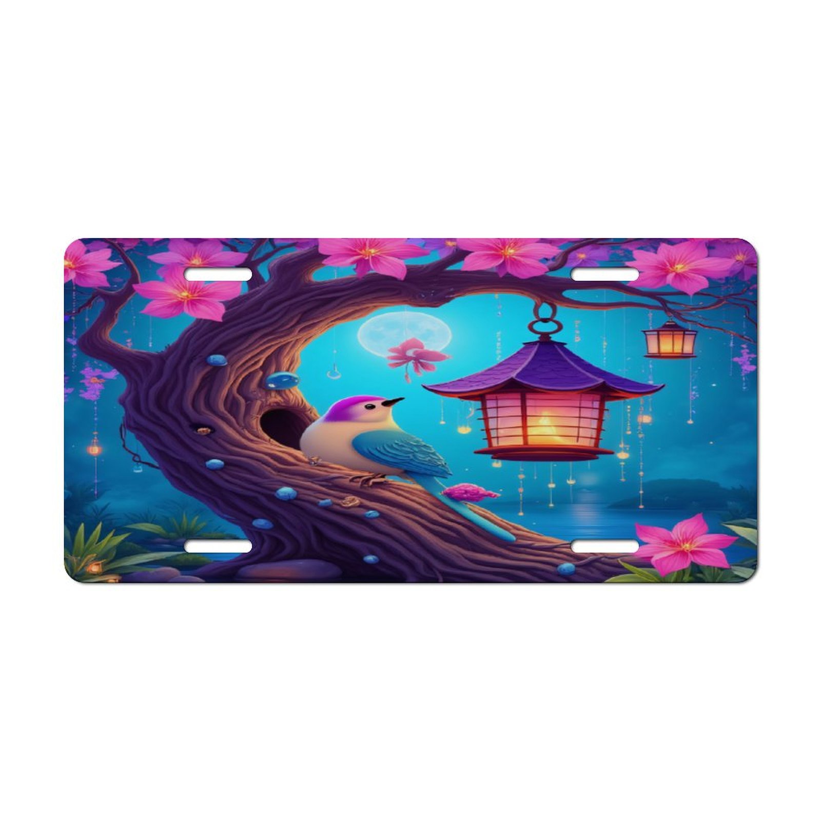 Enchanted Forest Night Scene License Plate Lightweight Aluminum ...
