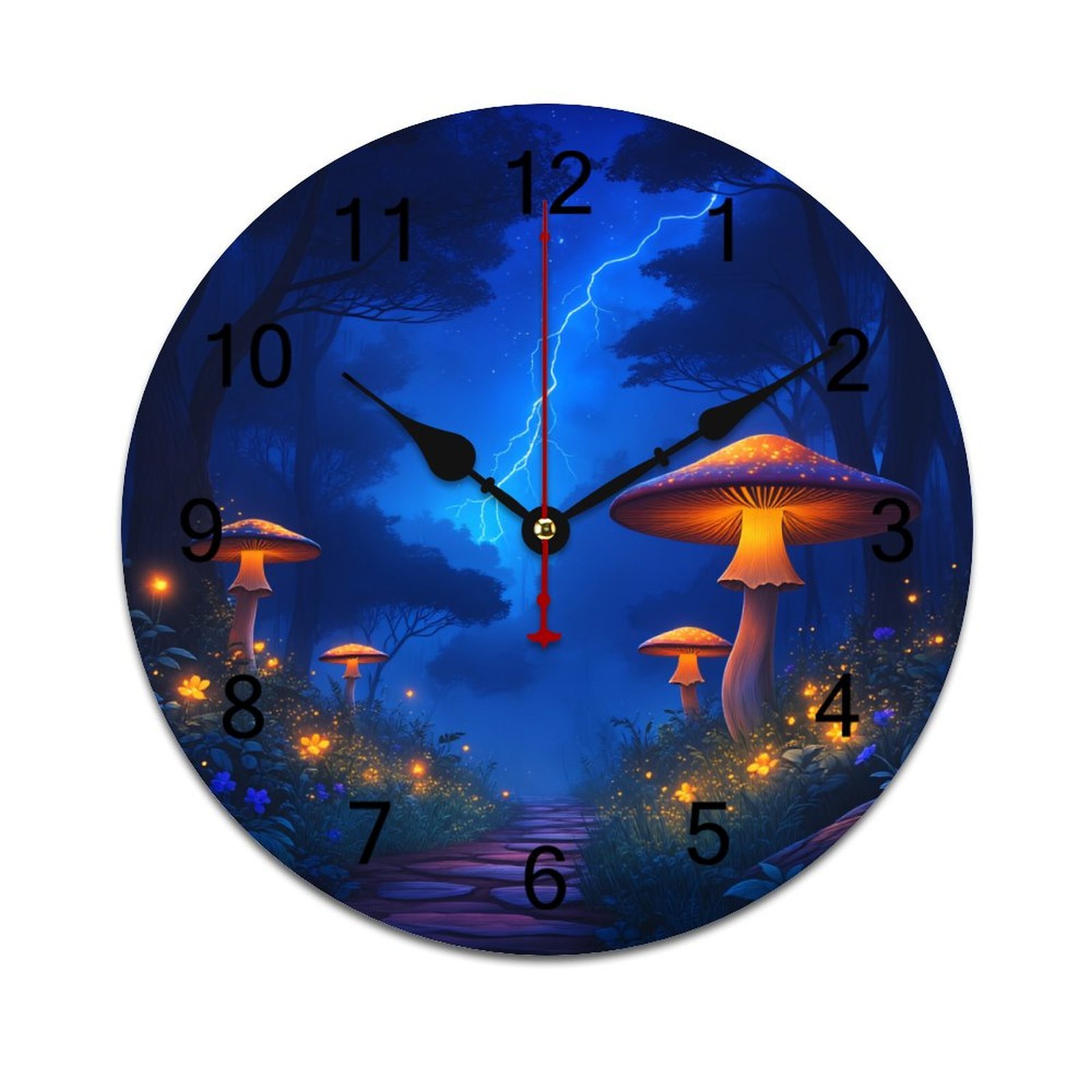 Enchanted Forest Night Scene Printed Silent Wall Clock Round Kitchen ...