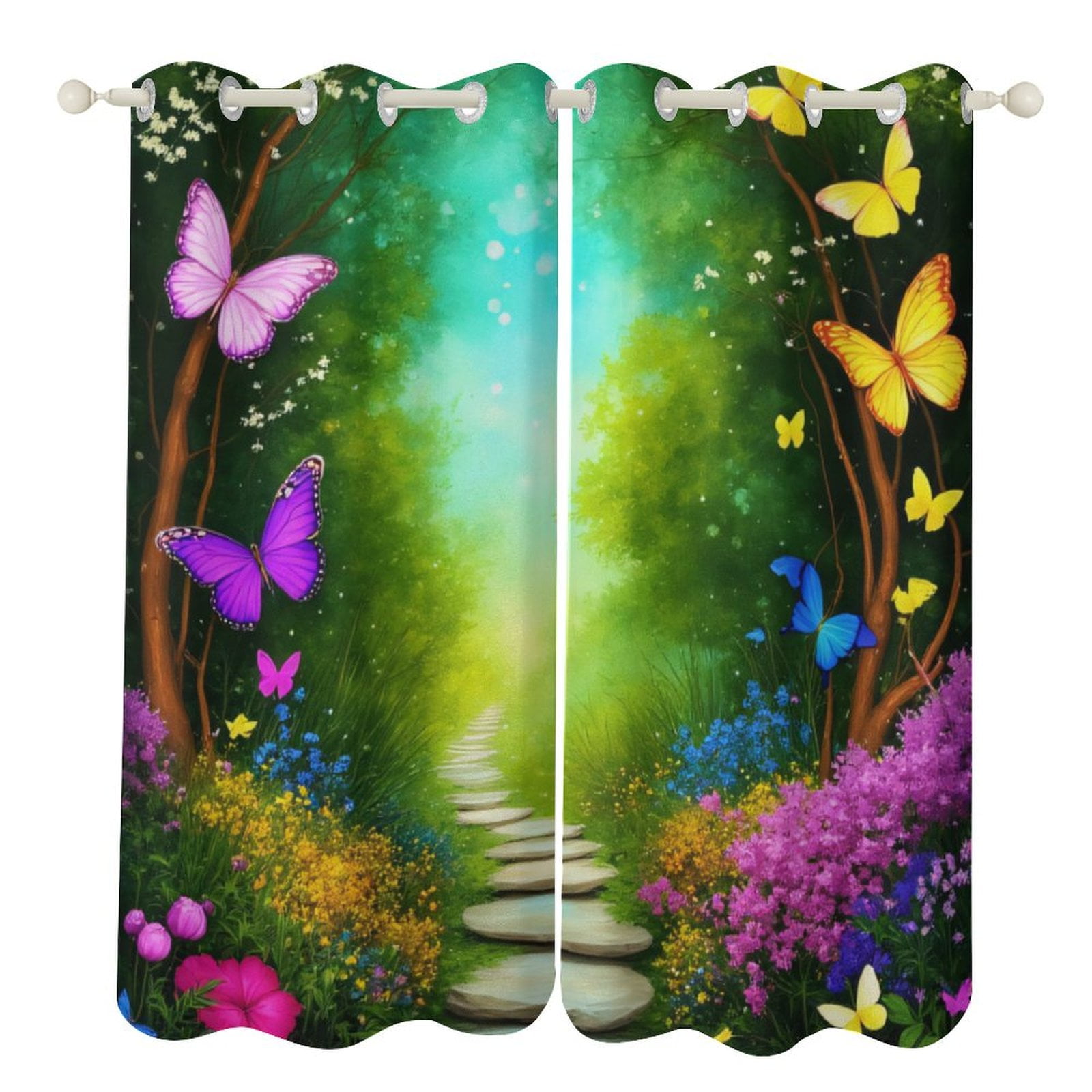 Enchanted Forest Path 2 Panels 3D Printing Pattern Curtain for Bedroom ...