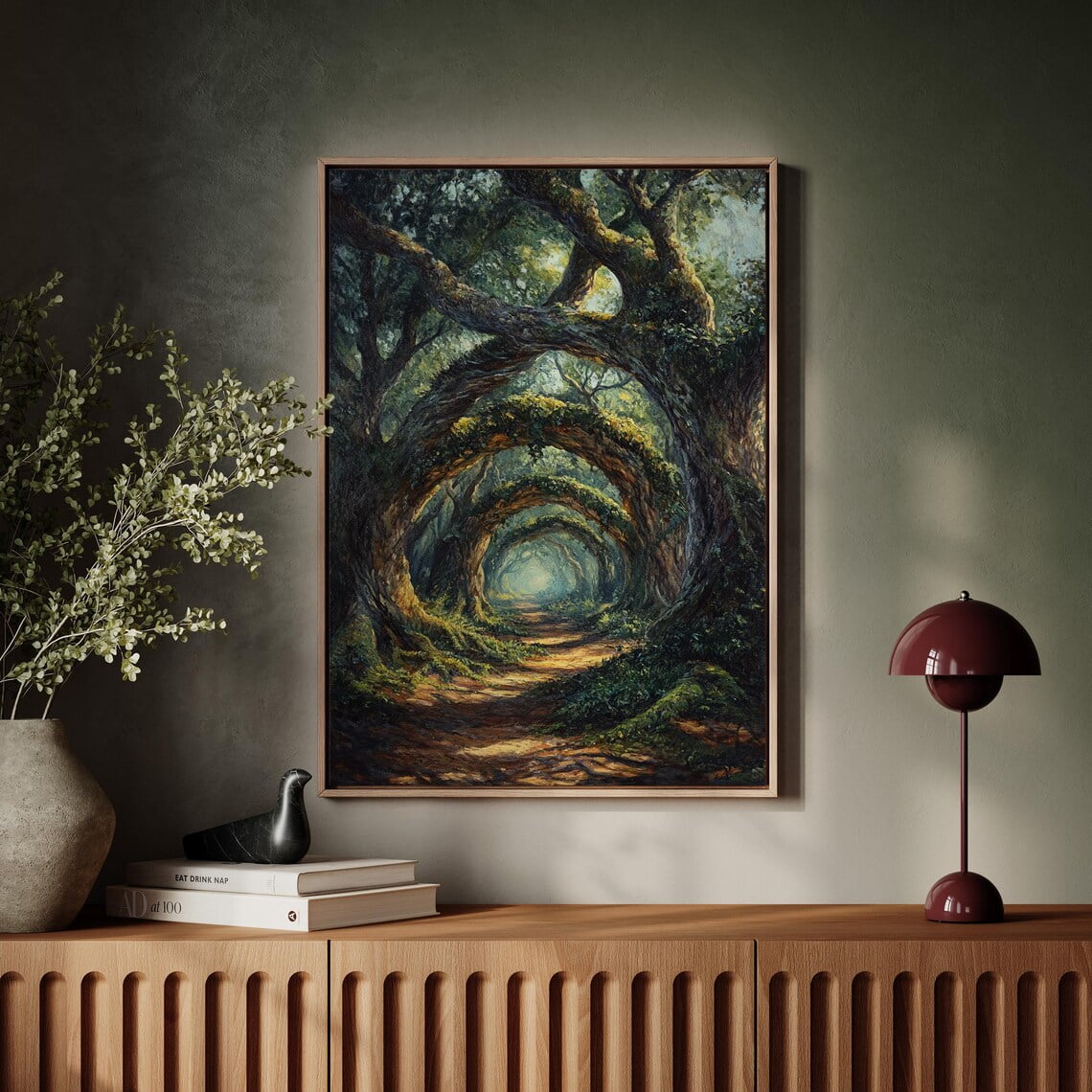 Enchanted Forest Path Art - Mystical Arching Trees, Fantasy Woodland ...