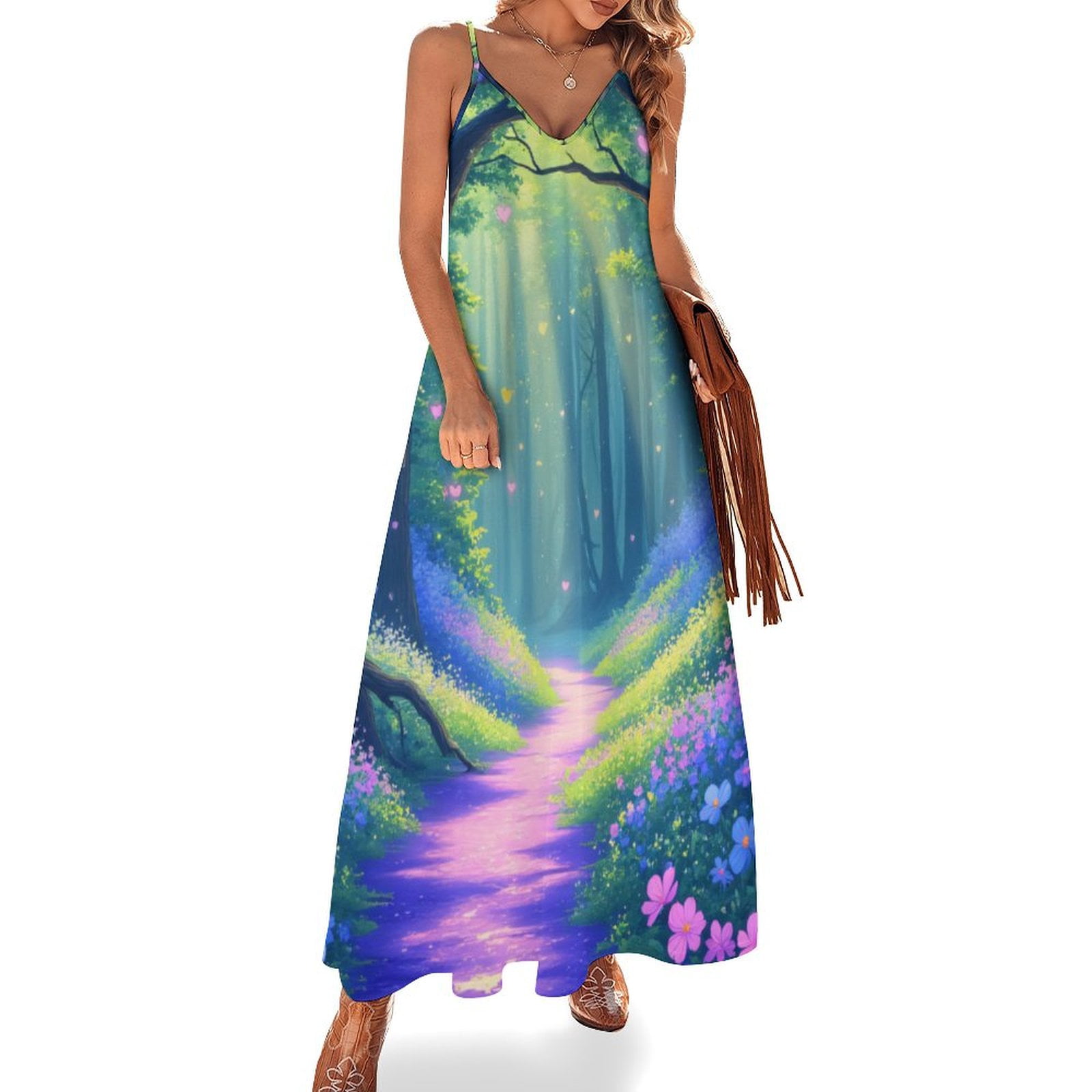 Enchanted Forest Path Sleeveless Dress for Women Clothing Female Women ...