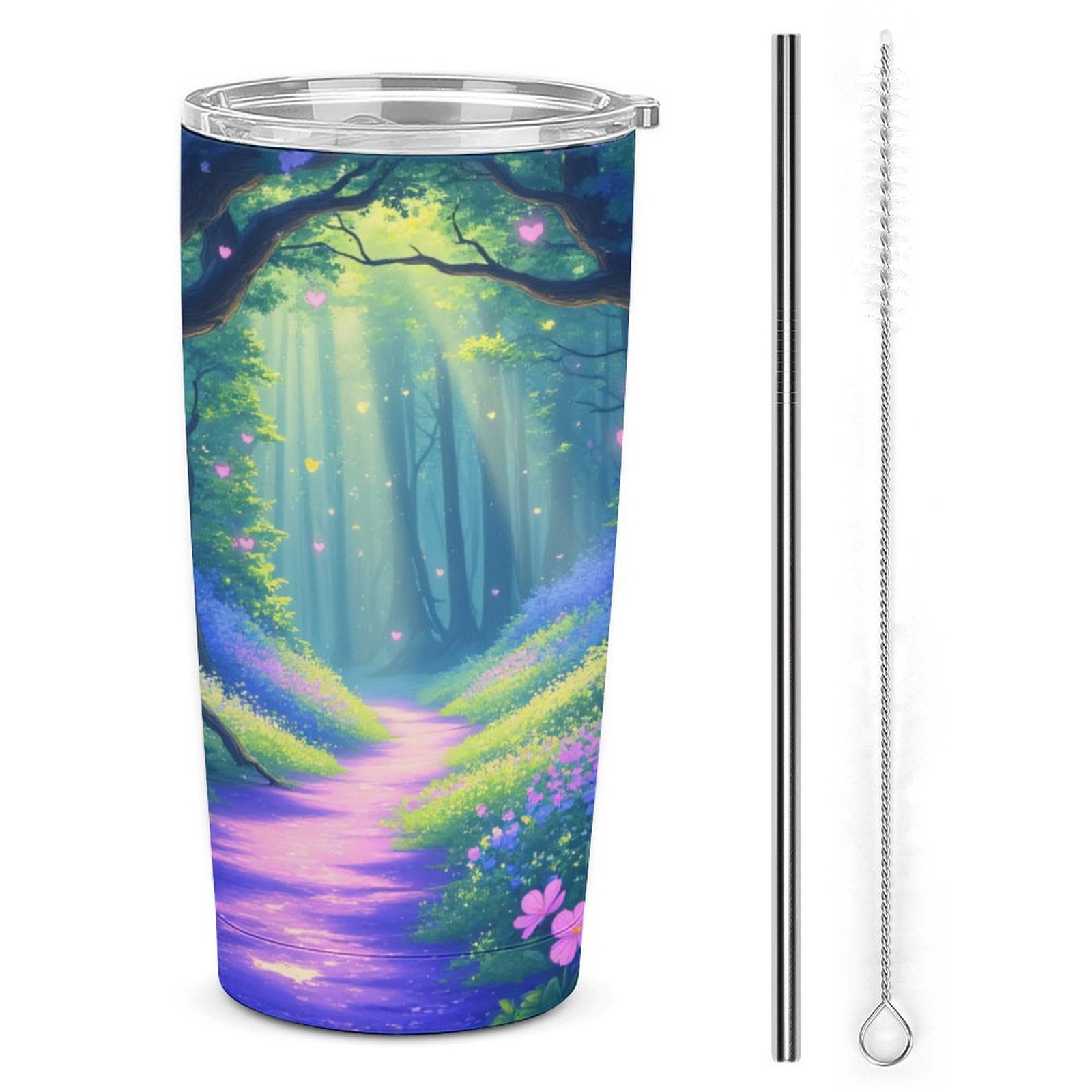 Enchanted Forest Path Tumbler with Lids And Straws Insulated Cup ...