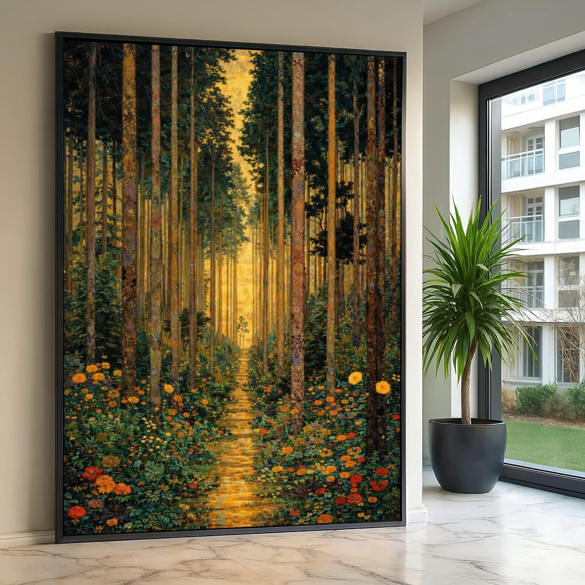 Enchanted Forest Path Wall Art, Gustav Klimt Inspired Landscape ...