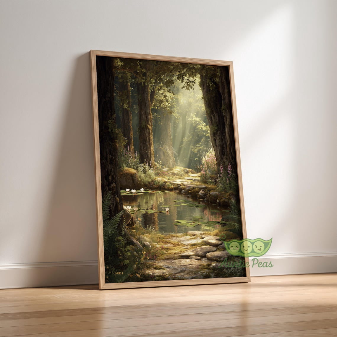 Enchanted Forest Pond Wall Art, Magical Woodland Print, Fairycore ...