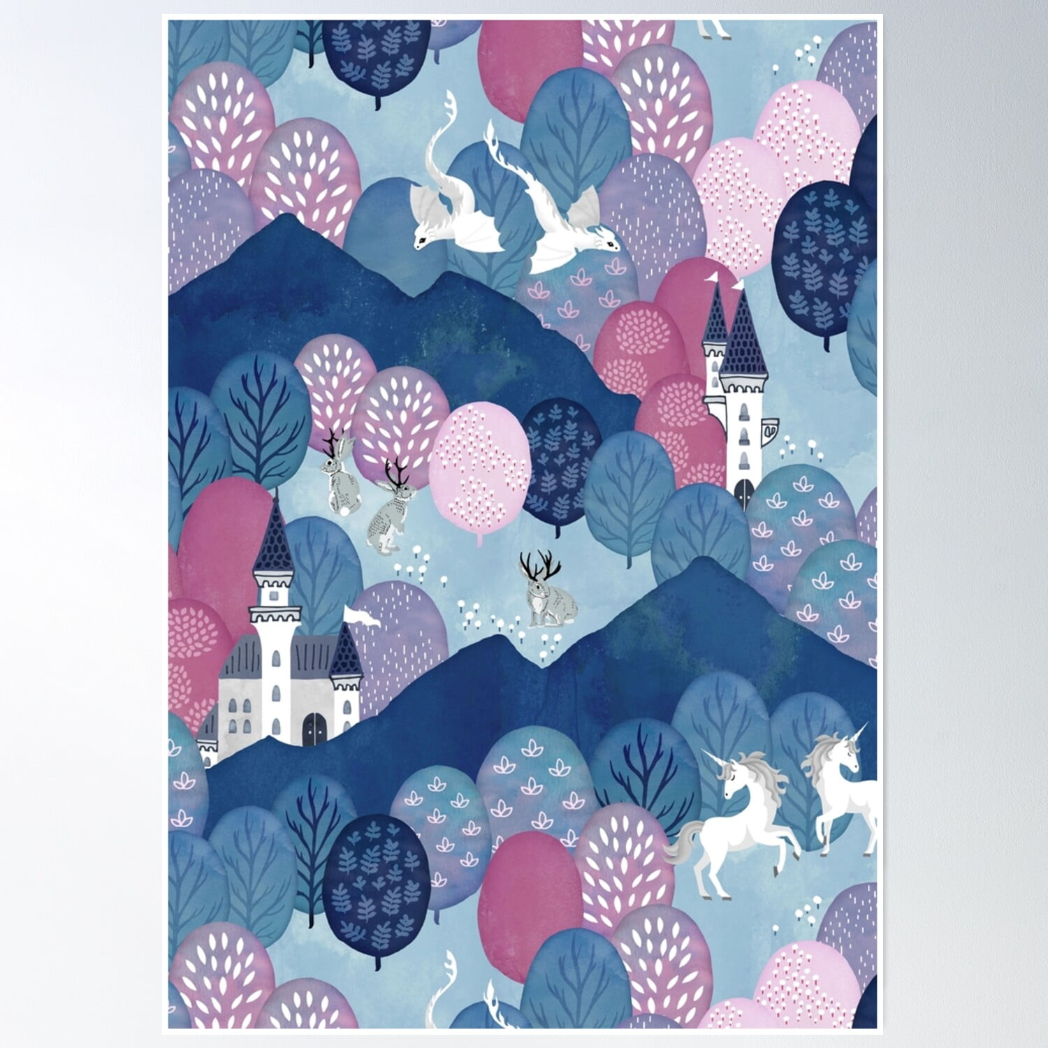 Enchanted Forest Purple Blue Poster Wall Art, Modern Wall Decor, 8x12 ...