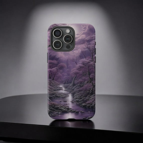 Enchanted Forest Purple Night Dreamy Scenery Phone Case with iPhone 17 ...