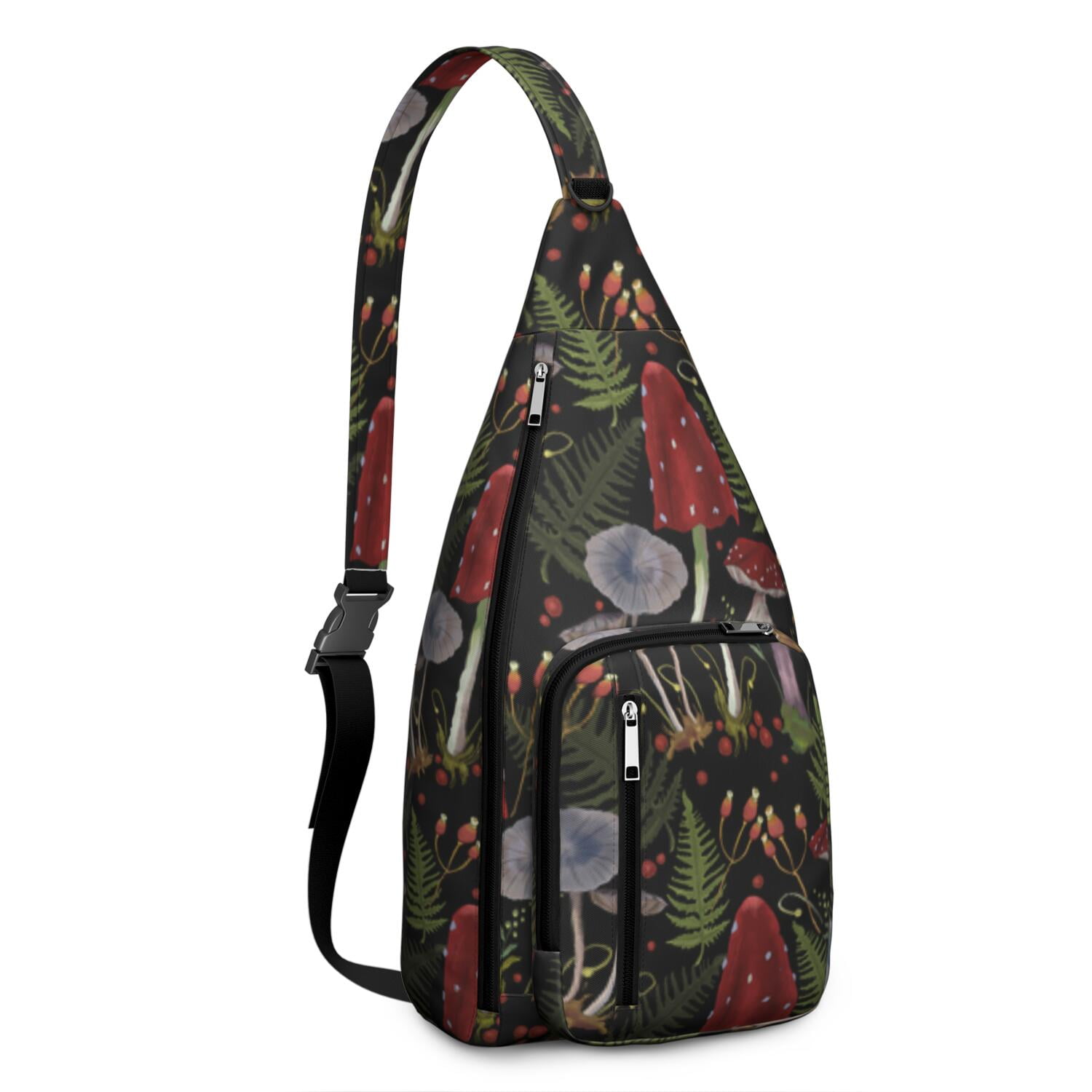 Enchanted Forest Sling - Whimsical Woodland Mushrooms, Multi-Pocket ...