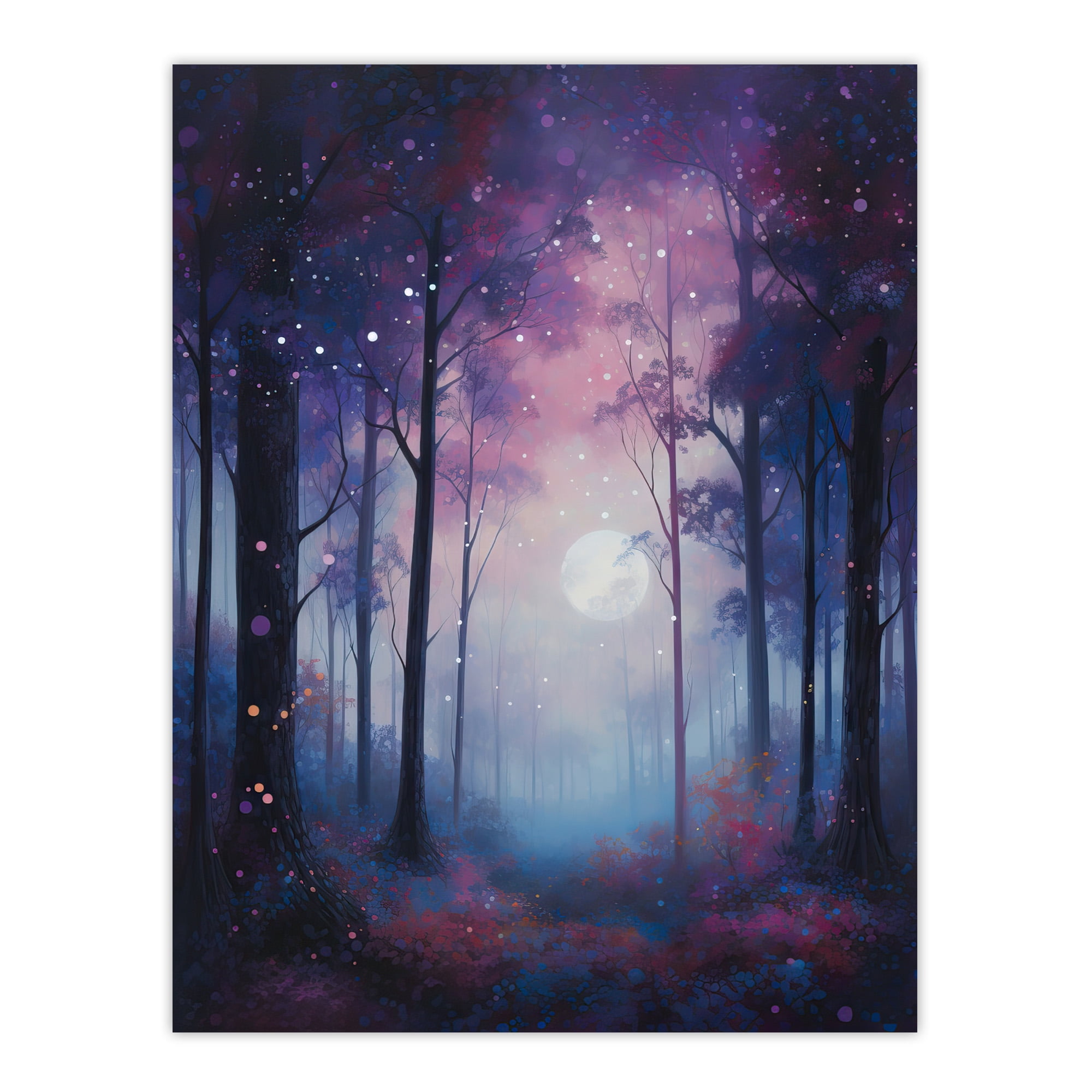 Enchanted Forest In Soft Moonlight Oil Painting Full Moon Fantasy ...