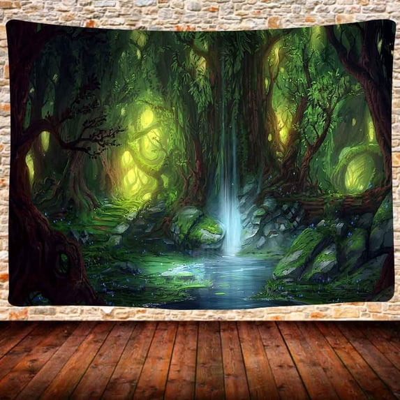 Enchanted Forest Tapestry - Fantasy Tree Nature Landscape Wall Hanging ...