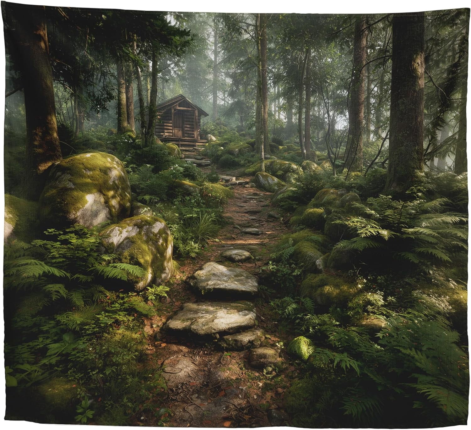 Enchanted Forest Tapestry Secret Cabin - Magical Woodland Landscape ...