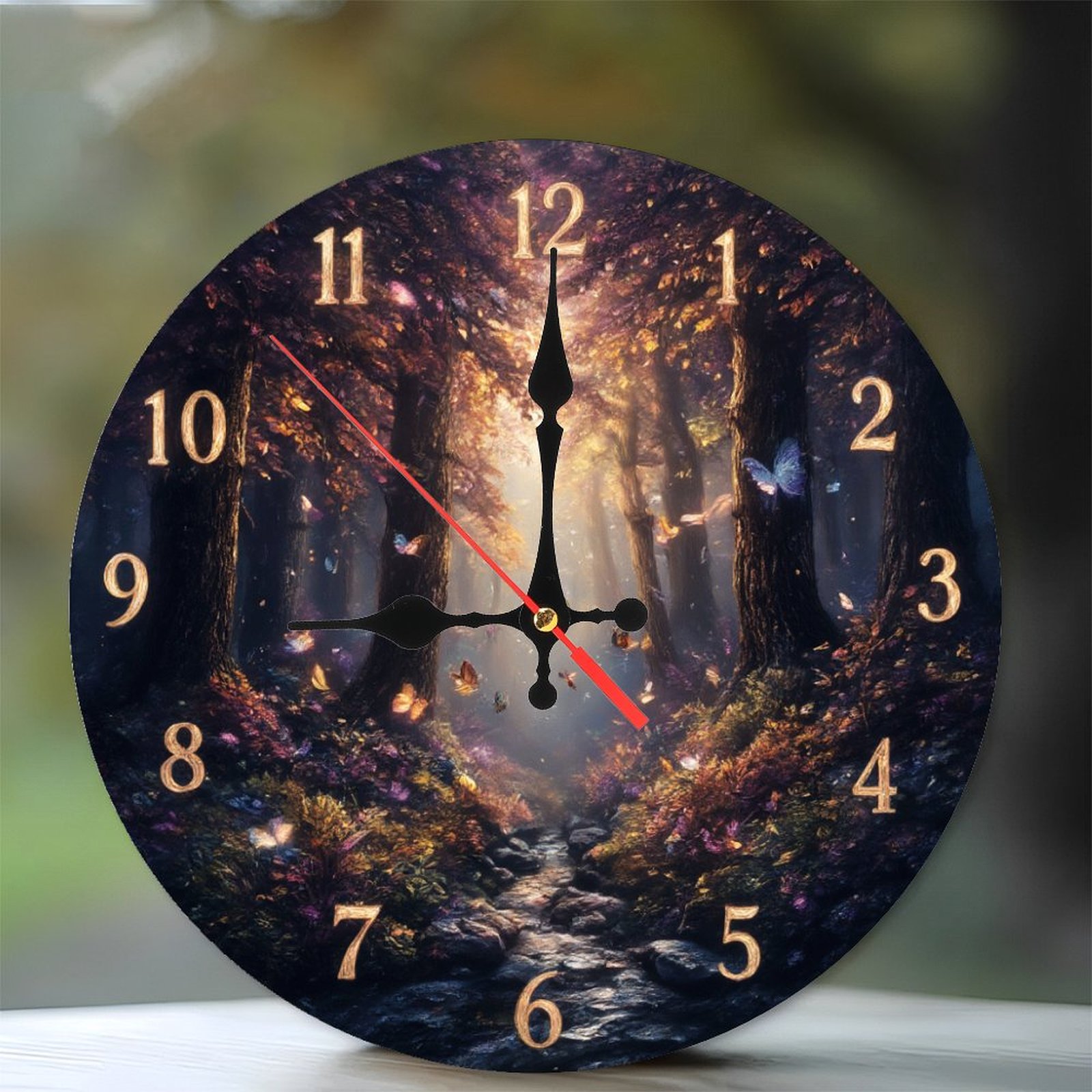 Enchanted Forest Wall Clock Magical Butterfly Pathway Nature Art 10 ...