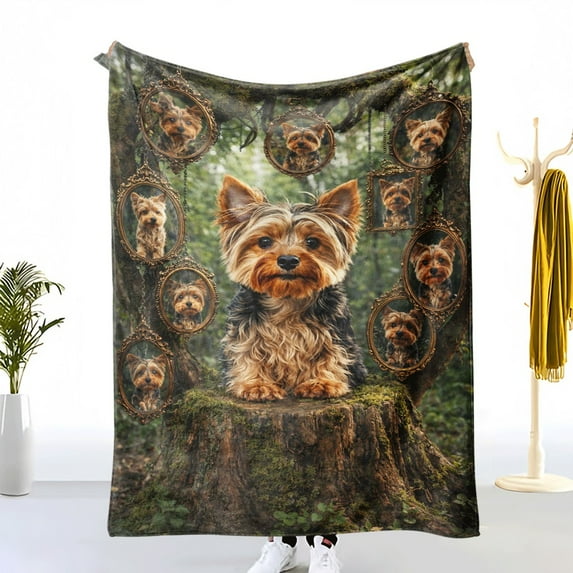 Enchanted Forest Yorkshire Terrier Flannel Blanket Magical Photo Frame ...