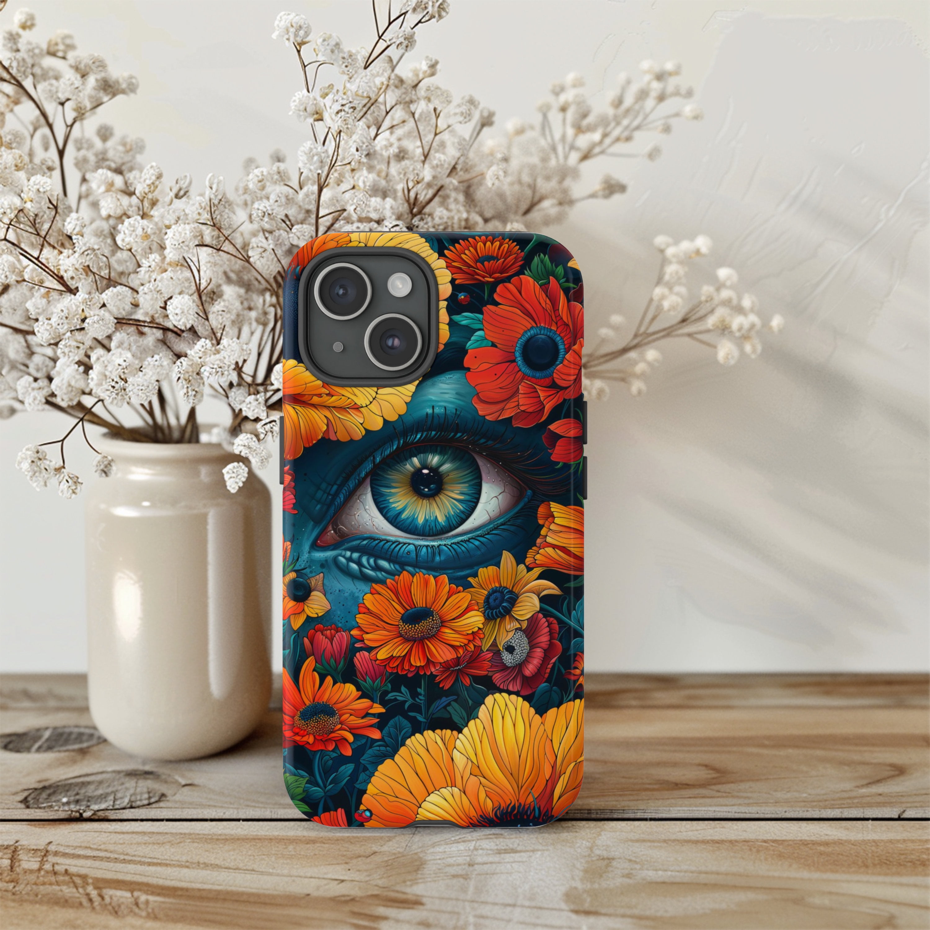 Enchanted Garden Artistic Eye Pattern Phone Case with iPhone 17 to 11 ...
