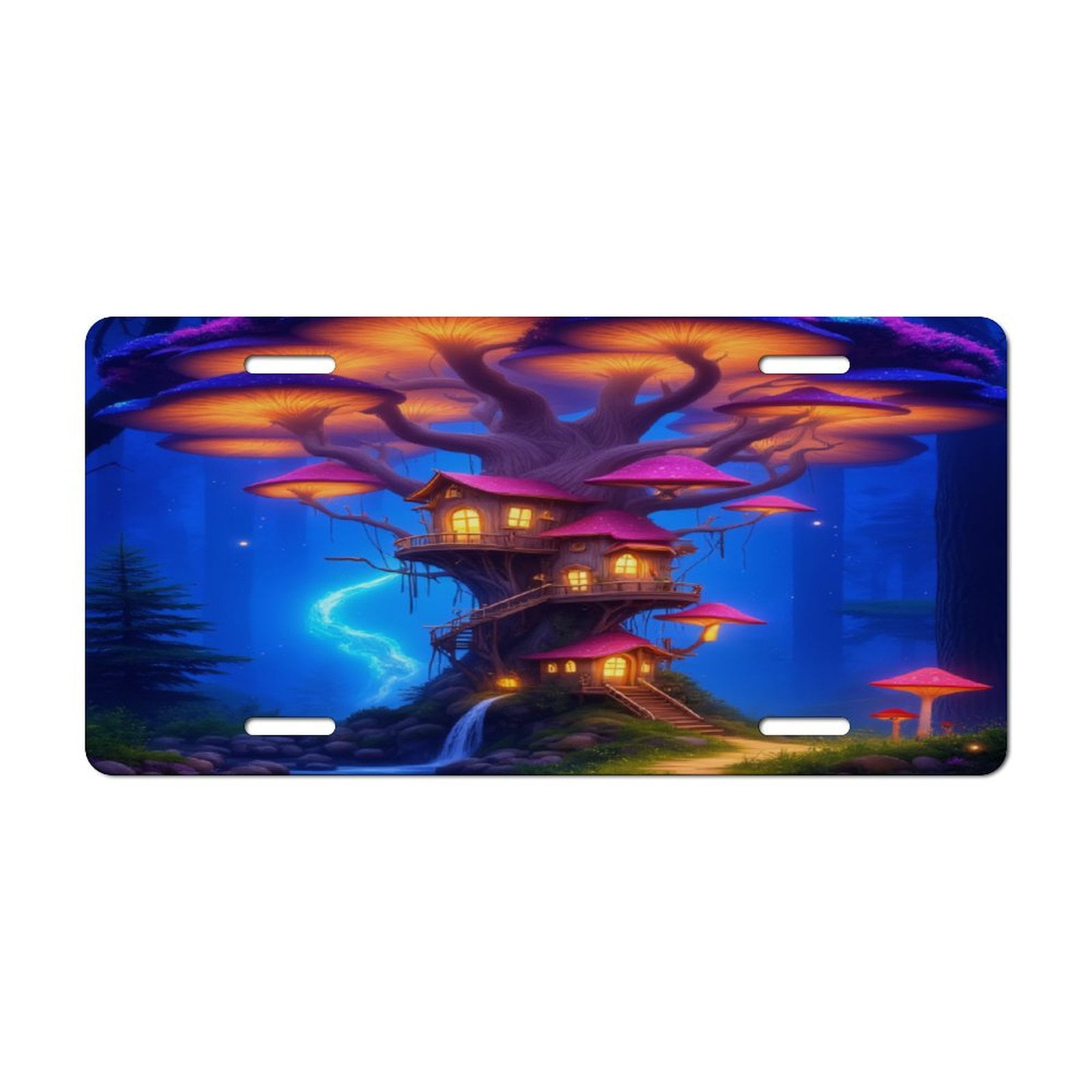 Enchanted Mushroom Treehouse License Plate Lightweight Aluminum ...