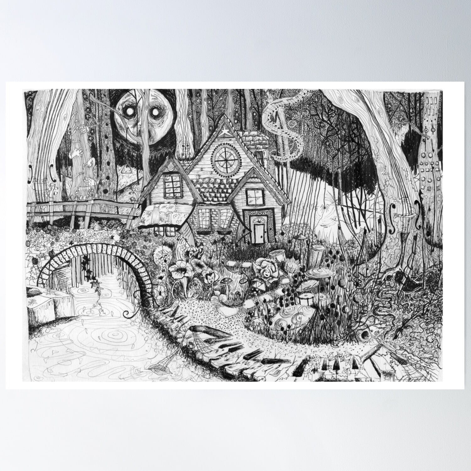 Enchanted Musical Forest At Night Poster Wall Art, Modern Wall Decor ...