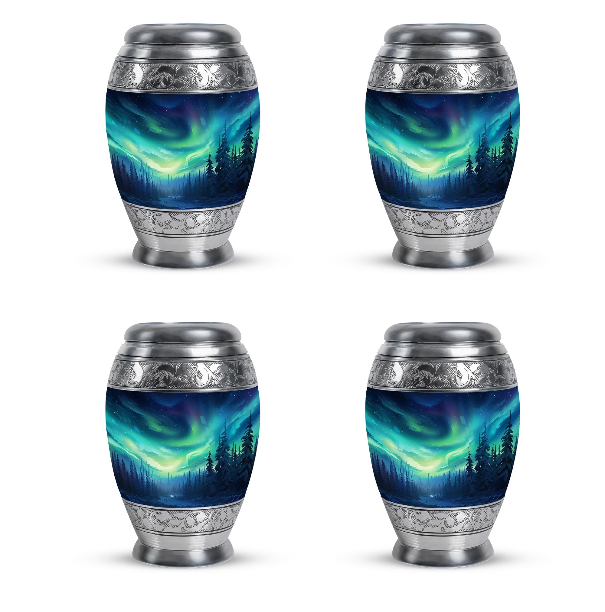 Enchanted Night Skies Over Snowy Forest - Urn For Adult Male - Gentle ...