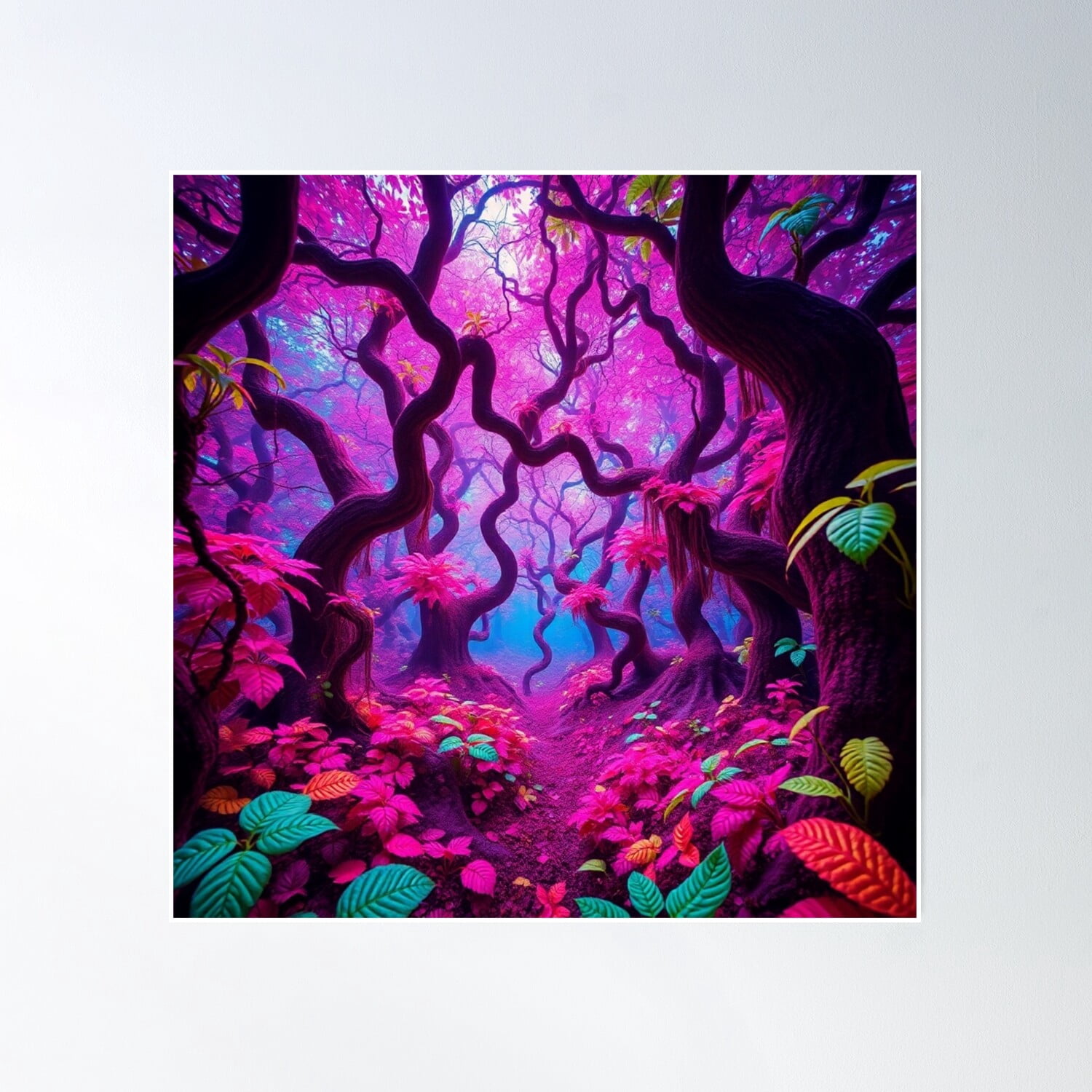 Enchanted Path: Magenta Forest'S Dreamy Depths Poster Wall Art, Modern ...