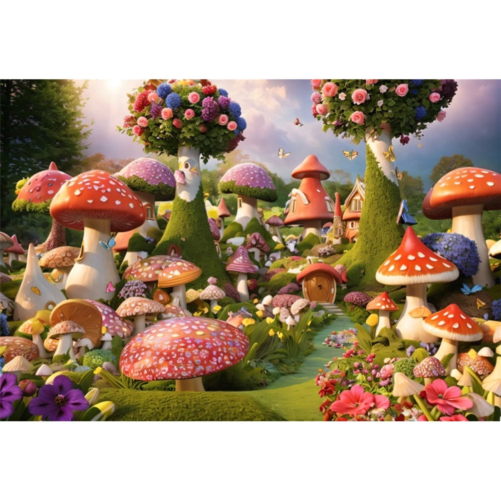 Enchanted Photography Backdrop Wonderland Fairy Tale Mushroom Dreamland ...