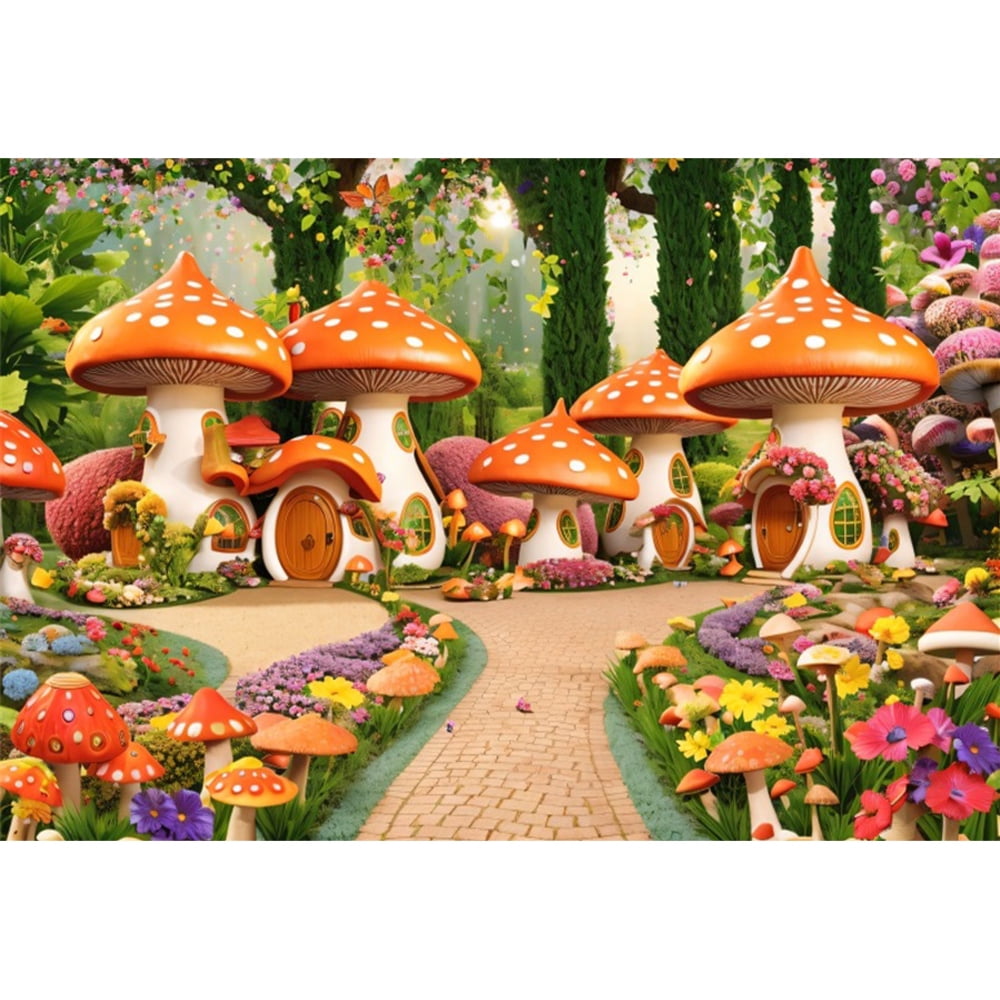 Enchanted Photography Backdrop Wonderland Fairy Tale Mushroom Dreamland ...