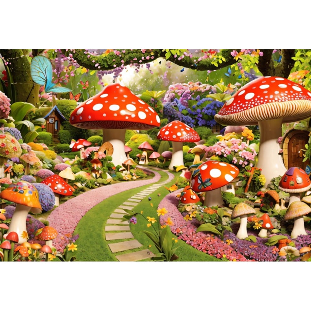 Enchanted Photography Backdrop Wonderland Fairy Tale Mushroom Dreamland ...
