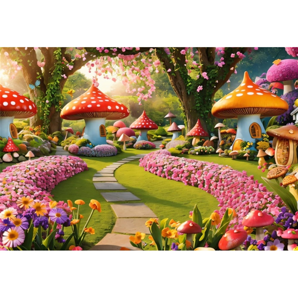 Enchanted Photography Backdrop Wonderland Fairy Tale Mushroom Dreamland ...