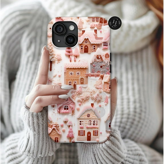 Enchanted Pink Winter Village Holiday Case for iPhone 17 16 15 14 13 12 ...