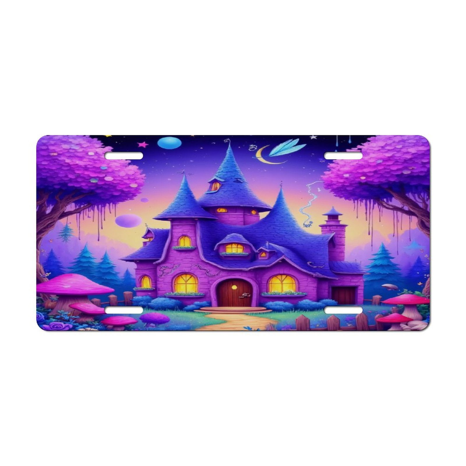 Enchanted Purple Castle Night Scene Car Decorative Front License Plate ...