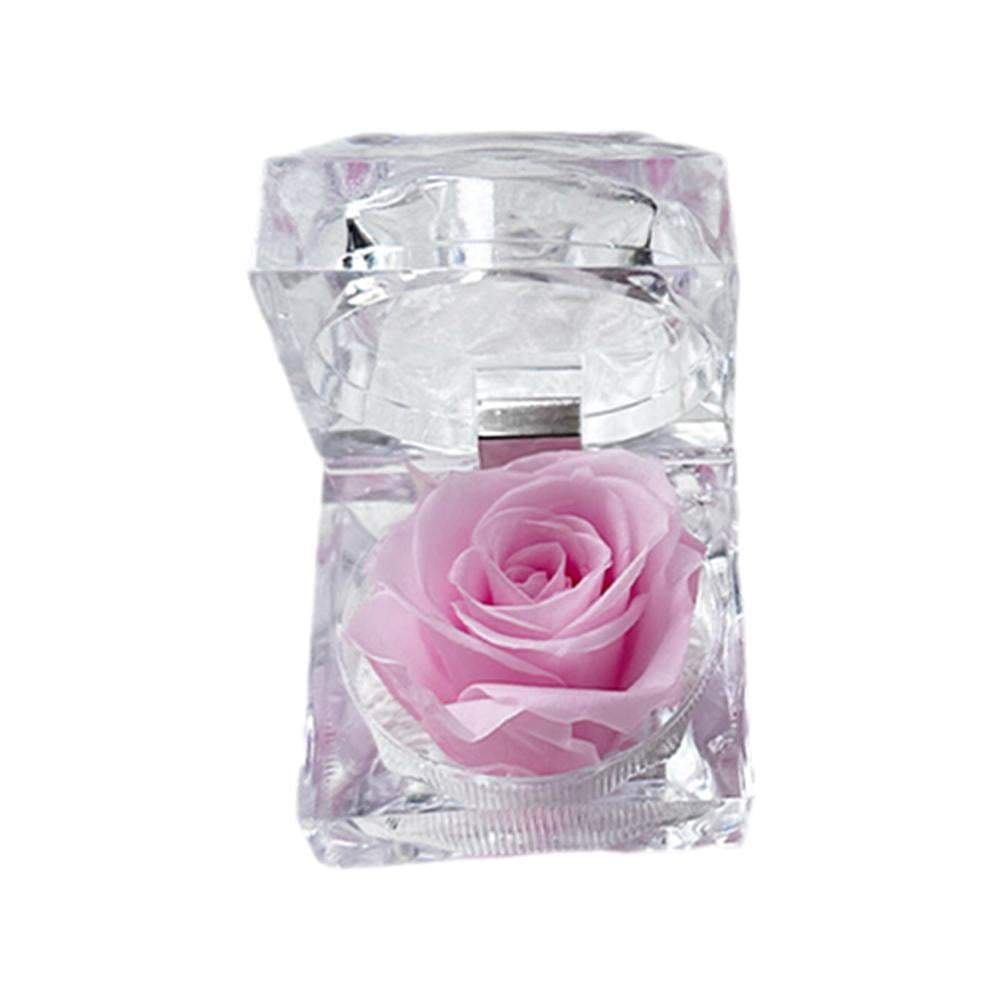 Enchanted Rose in Acrylic Crystal #Ring# Box, Preserved Rose Real Rose in Mini Clear #Ring# Box ...