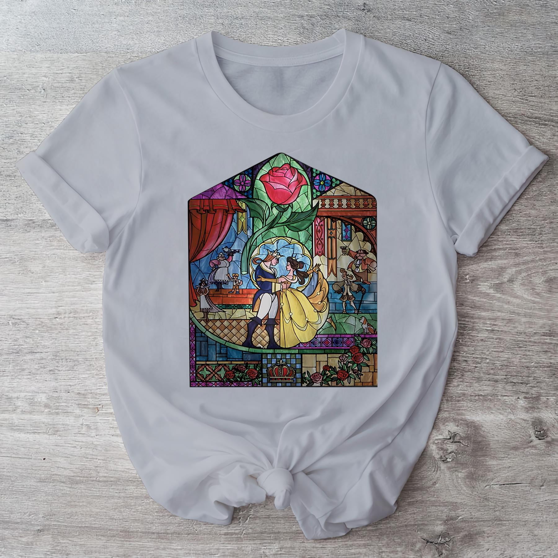 Enchanted Rose Fairytale Parody Shirt, Stained Glass Style Fantasy Tee ...