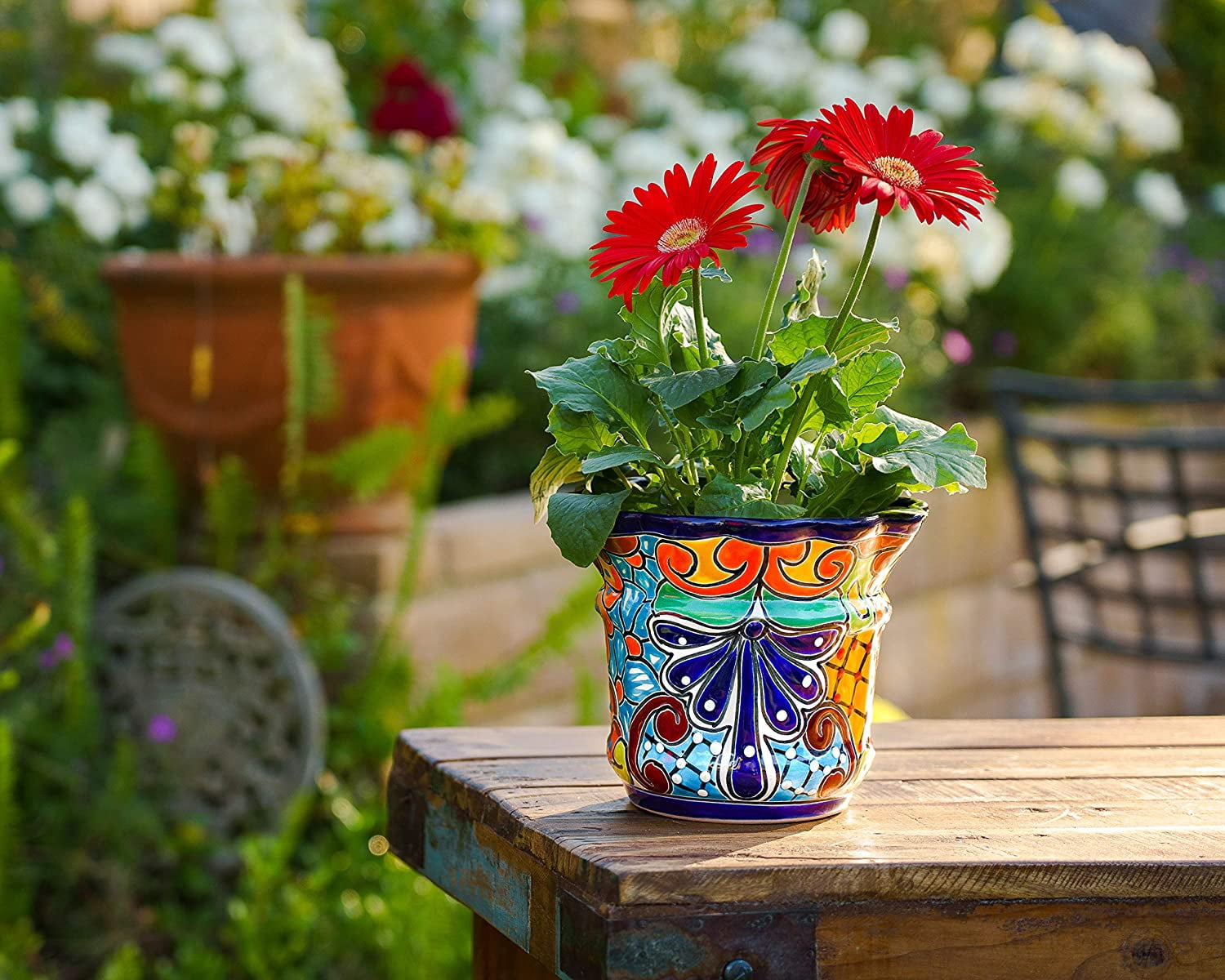 Mexican tery Heavy Weight Ceramic Scalloped Flower Plant Succulent ...