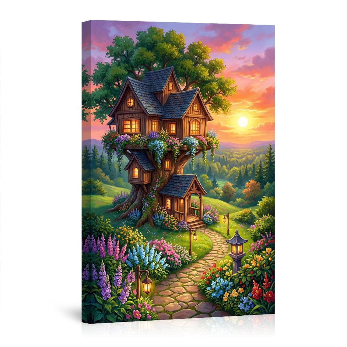 Enchanted Treehouse At Sunset Whimsical Fantasy Dreamy Modern For ...