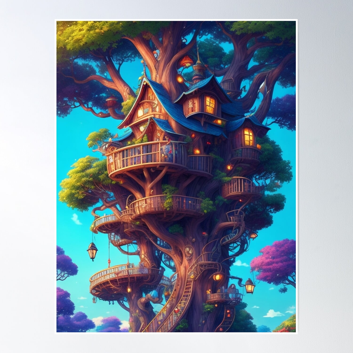 Enchanted Treehouse Poster Wall Art, Modern Wall Decor, 12x18 UNFRAMED ...