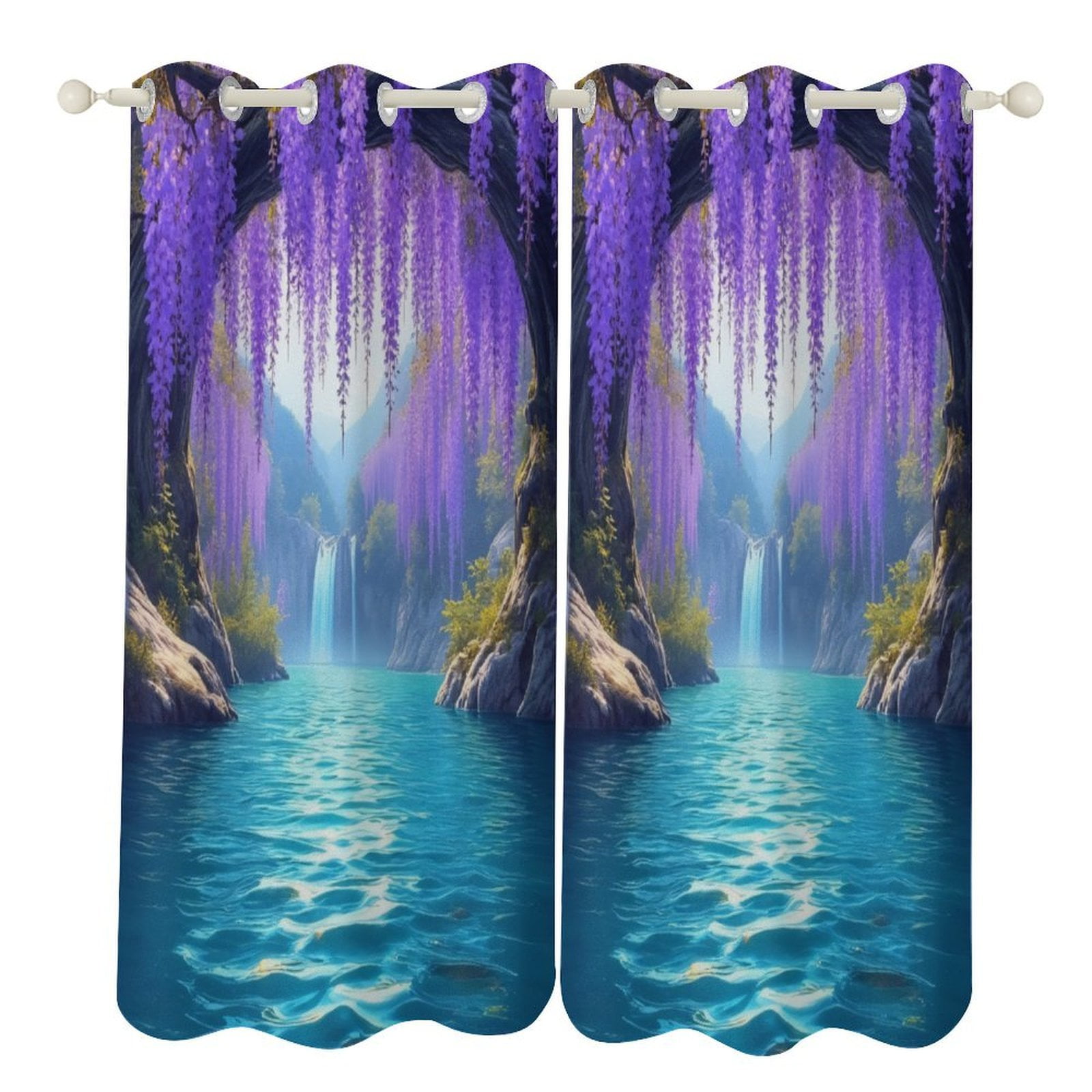 Enchanted Waterfall Garden Window Blackout Curtain 3d Printed Blackout ...