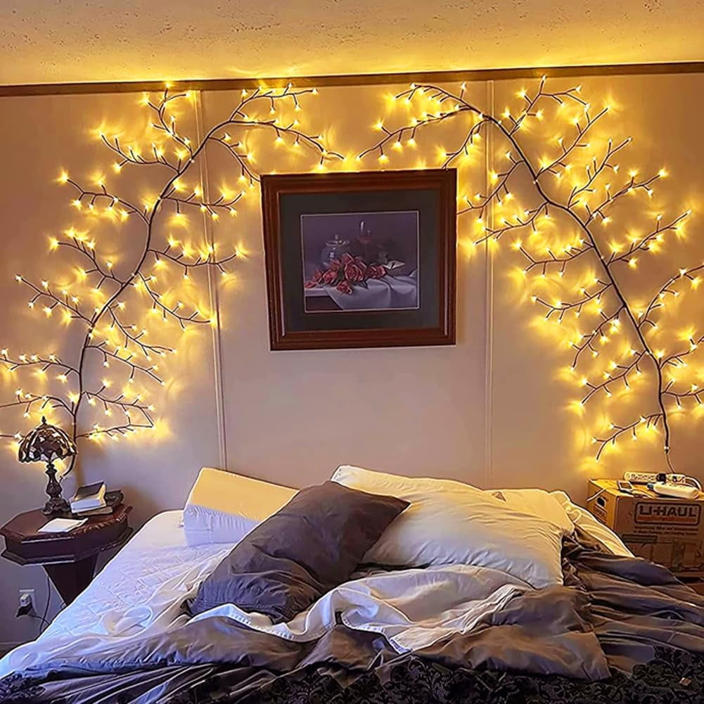 Enchanted Willow Vine Light, Christmas Decorations DIY Vines for Room Decor, 144 LEDs Artificial ...