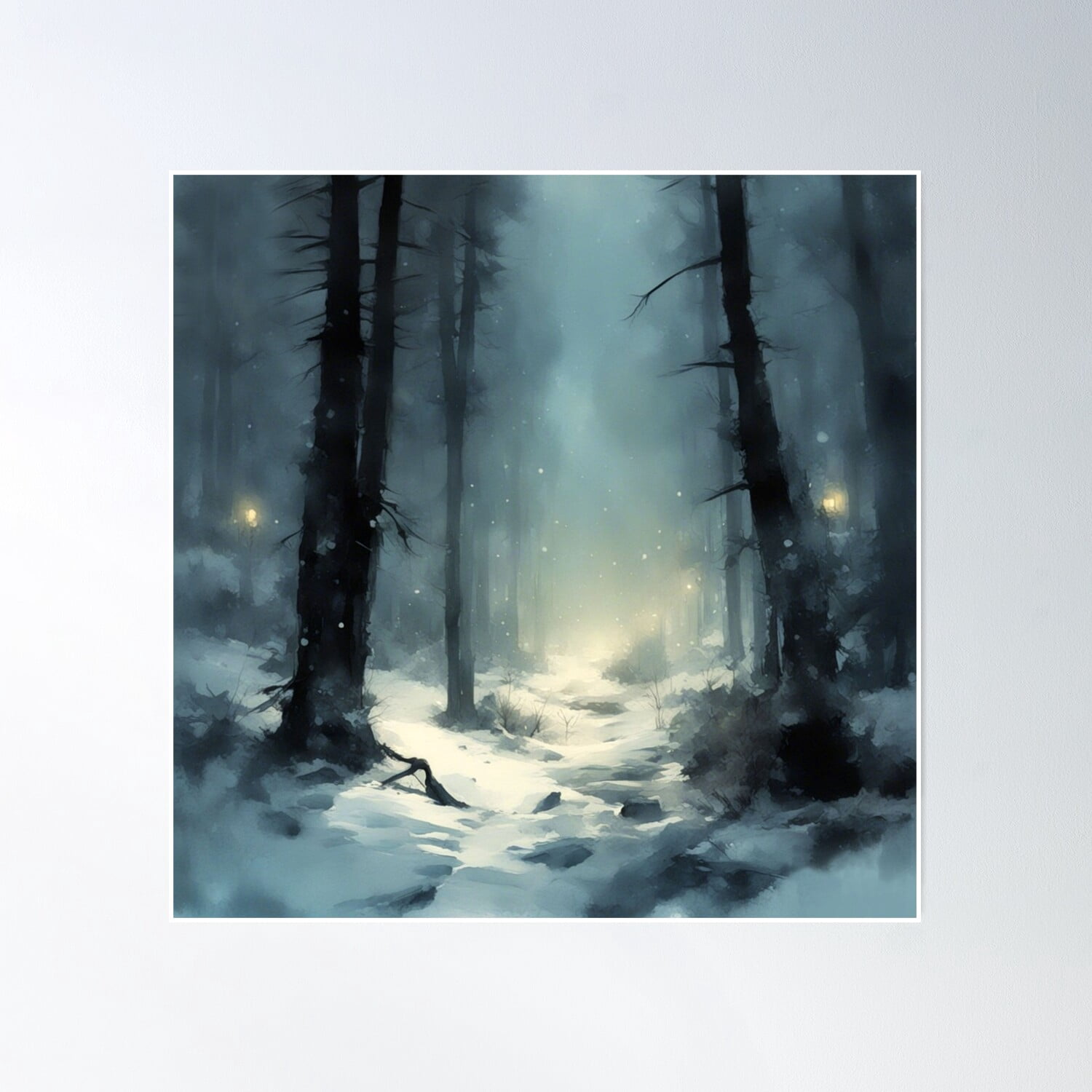 Enchanted Winter Forest Poster Wall Art, Modern Wall Decor, 30x30 ...