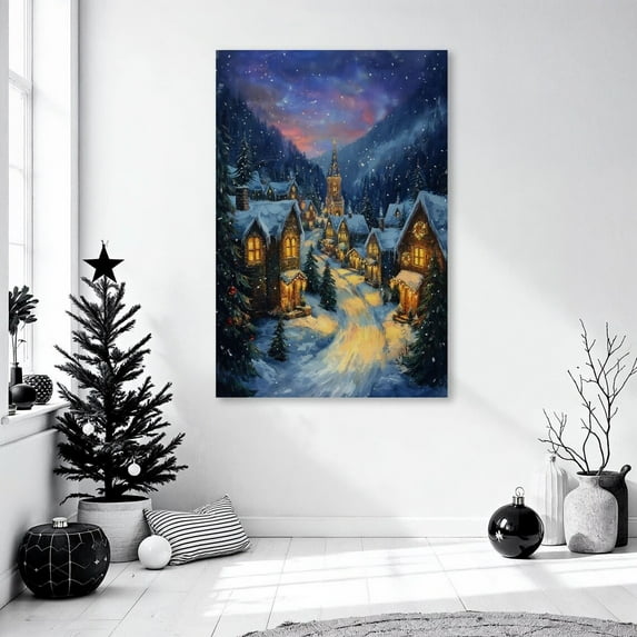 Enchanted Winter Village Wall Art Winter Houses Poster Wonderland ...