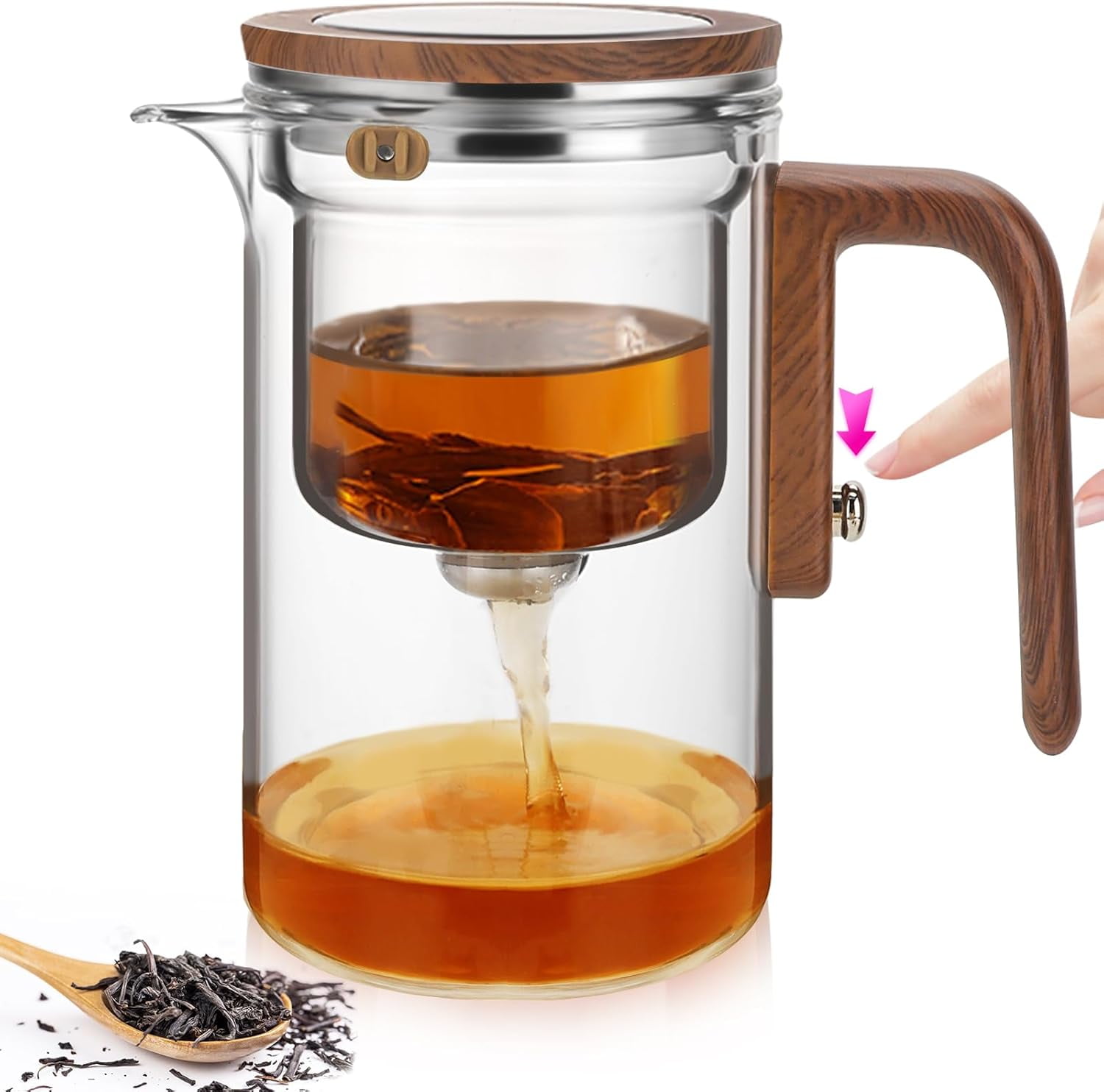 Enchanti Tea Pot, Glass Teapot with Removable Infuser, Magnetic Loose ...