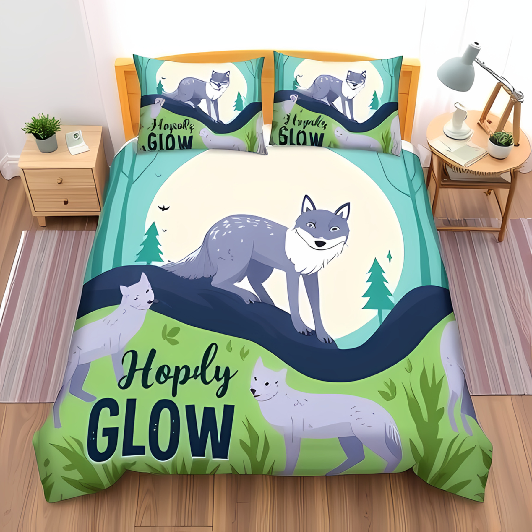 Enchanting 3-Piece Duvet Cover Set Moon Design - Cozy Forest Scene ...